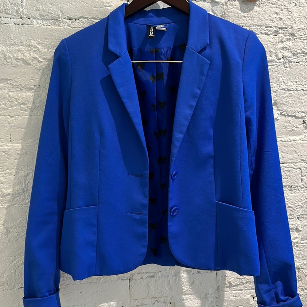 Royal Blue Divided Blazer With Fun Bow Lining - Gem